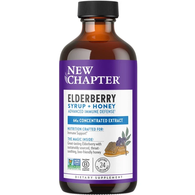 NEW CHAPTER ELDERBERRY Syrup 64x Concentrated Black Elderberry Immune ...