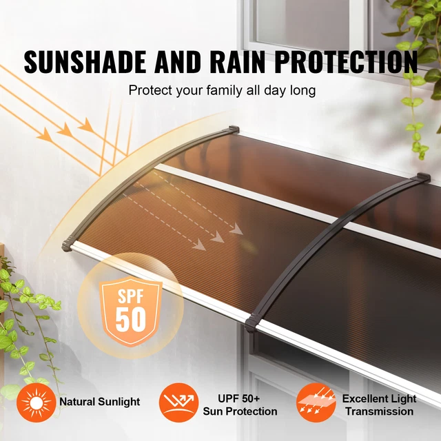 WINDOW DOOR AWNING Canopy UPF50+ Polycarbonate Entry Overhang Awning ...