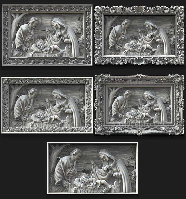 3D MODEL STL File for CNC Router Laser & 3D Printer Holy Family 1 Pack £4.15 - PicClick UK