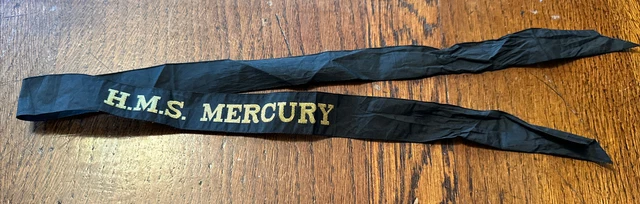 ROYAL NAVY H.M.S Mercury - HMS Naval Hat Band Ribbon Tape - Cap Tally £ ...