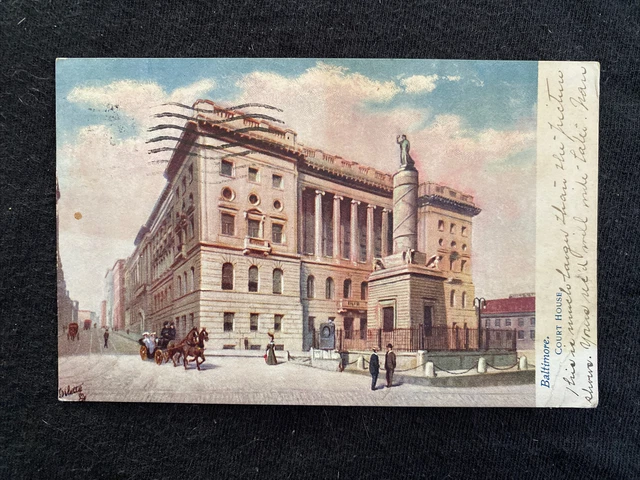 VINTAGE POSTCARD COURT House Building Street View Baltimore Maryland MD ...