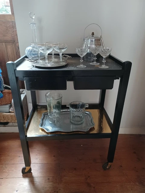 ANTIQUE VINTAGE UPCYCLED wooden Drinks Tea Trolley - Bar Cart - 2 Tiers ...