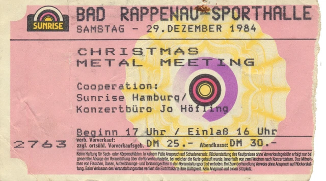 CHRISTMAS METAL MEETING - 1984 [Germany] Ticket Stub - Mercyful Fate ...