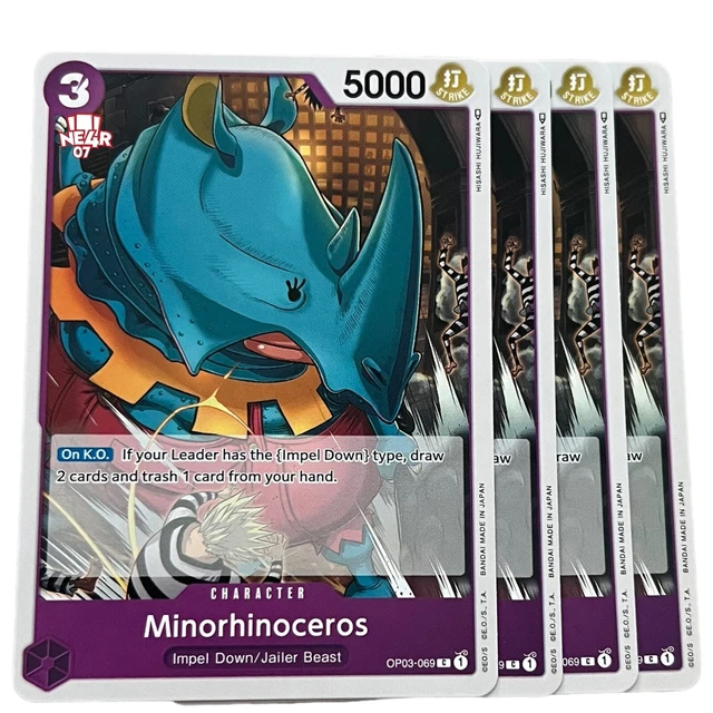 ONE PIECE CARD pillars of strength Eng Op03-069 Minorhinoceros C set x 4 EUR 1,00 - PicClick IT