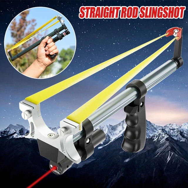 OUTDOOR HUNTING STRAIGHT Rod Telescopic Slingshot Red Laser High Power ...