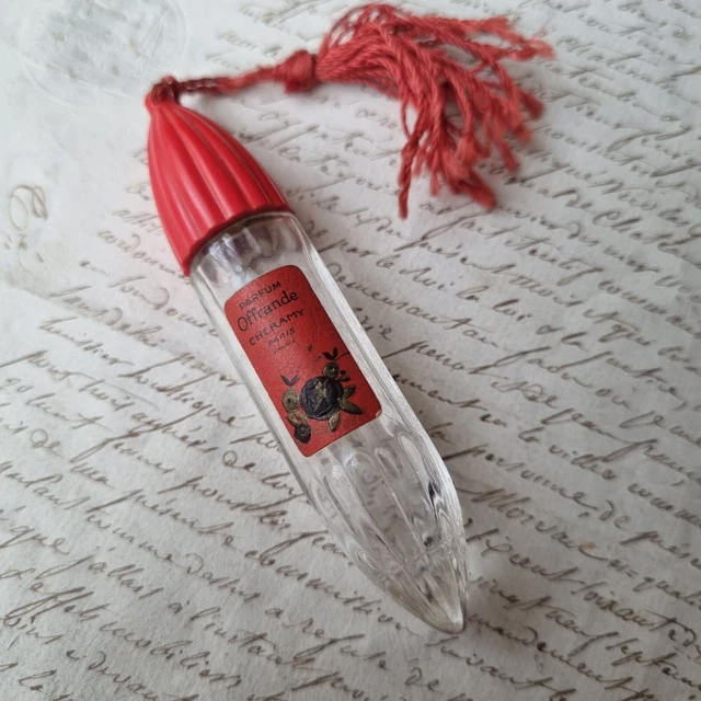 CHERAMY FLACON ANCIEN 1920 Parfum OFFRANDE Bouchon Bakelite Rouge ...