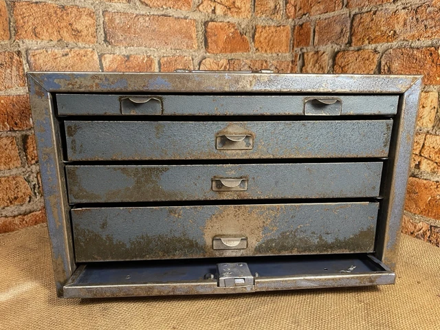 VINTAGE ENOX ENGINEERS Machinists Metal Toolbox / Tool Chest / Cabinet ...