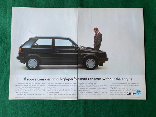 VW VOLKSWAGEN GOLF Gti 16V No Engine Poster Advert A4 X2 Size File J £1 ...