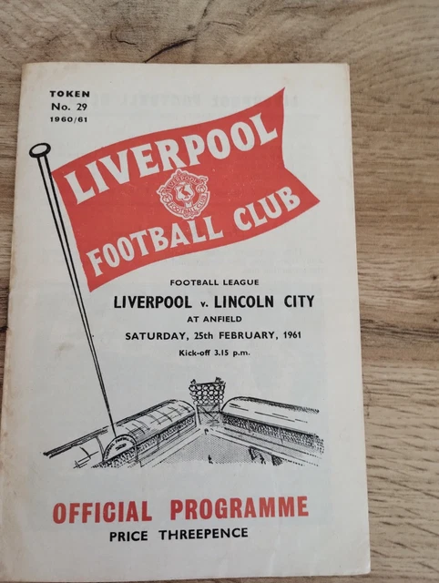 LIVERPOOL V LINCOLN city 1958, 1959, 1961 see photo good condition £9. ...