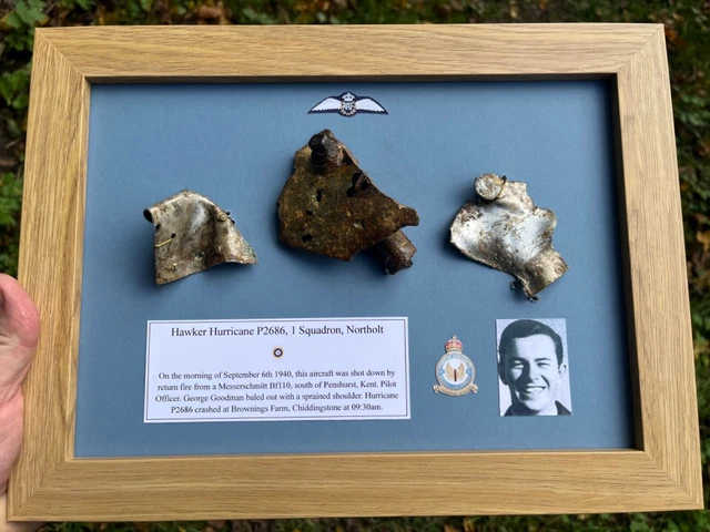 WW2 BATTLE OF Britain relic display, Hawker Hurricane P2686, 1 Sqn (P/O ...