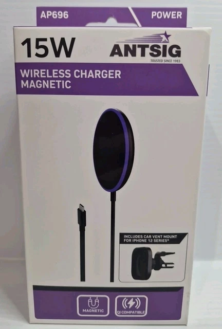 ANTSIG 15W WIRELESS Charger Magnetic AP696 With Car Vent Holder, QI ...