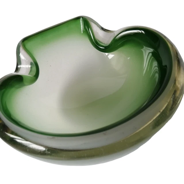 VINTAGE MURANO OPALINE Seashell Gass Bowl Hand Blown Translucent ...