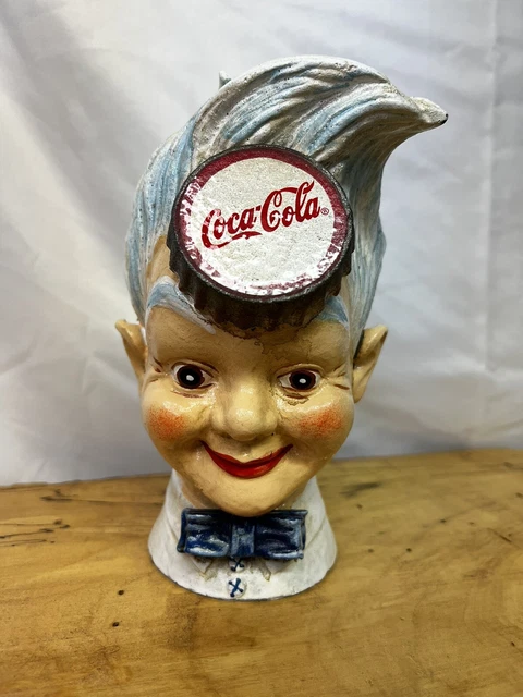 CAST IRON COCA-COLA Coke Sprite Boy Soda Head Heavy Coin Bank £167.36 ...