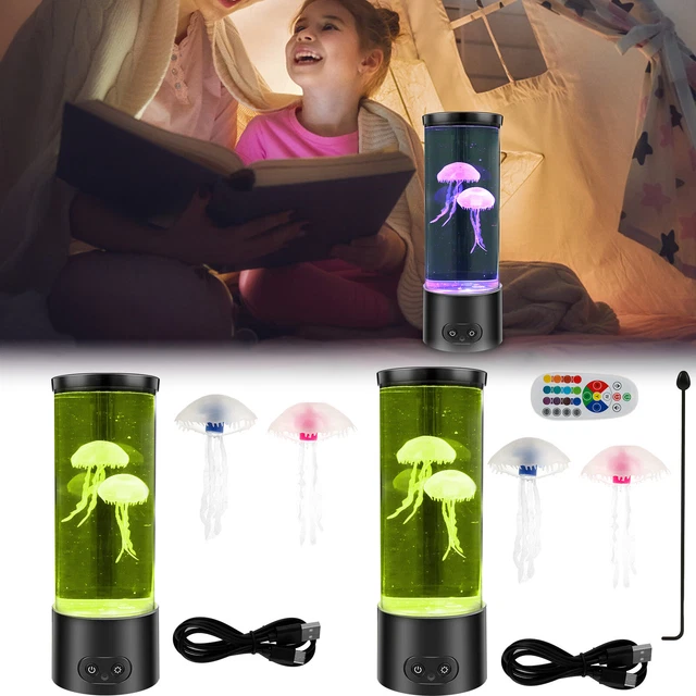 JELLYFISH BUBBLE TANK Aquarium Lamp Night Mood Light Color Changing USB ...