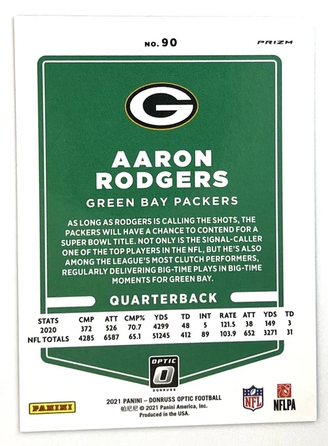 EMOJI AARON RODGERS 2021 Panini Donruss Optic Stars SSP Prizm #90 ...