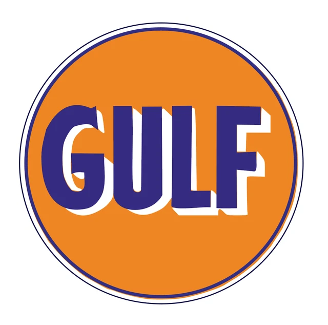 GULF RETRO LOGO rund ca.20cm ! Kontur geschnittener AUFKLEBER Castrol ...