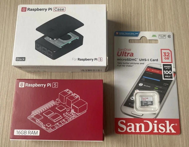 RASPBERRY PI 5 16GB Model RPI-25860 RPi 64bit Quad Core IA + Case + SD ...