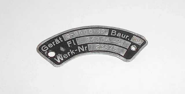 ORIGINAL WW2 FOCKE Wulf Fw 190 Metal Identification Plate Luftwaffe £60 ...