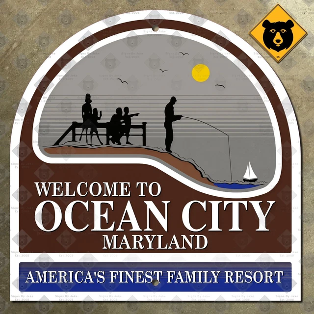 WELCOME TO OCEAN City Maryland city limit boundary road street sign ...