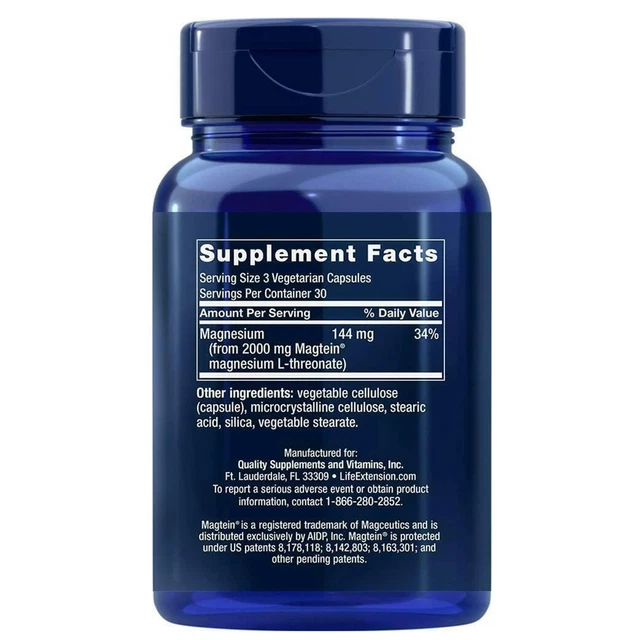 LIFE EXTENSION NEURO-MAG Magnesium L-Threonate 144mg 90 Capsules NEW ...