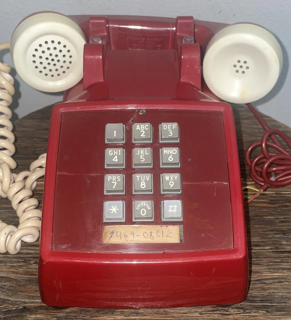 VINTAGE BELL SYSTEM 2500D Red Push Button Landline Telephone Phone ...