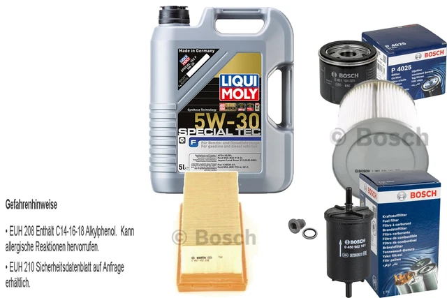 BOSCH INSPECTION SET 5L Liqui Moly Spécial Tec F 5W-30 pour Renault De de Kangoo EUR 115,48 ...