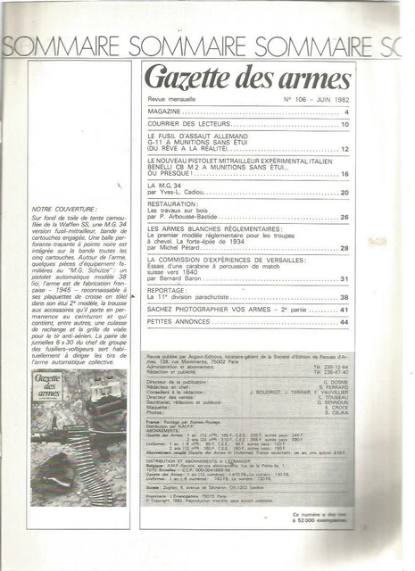 GAZETTE DES ARMES N°106 Fusil D'assaut Allemand G-11 / Benelli Cb M2 ...