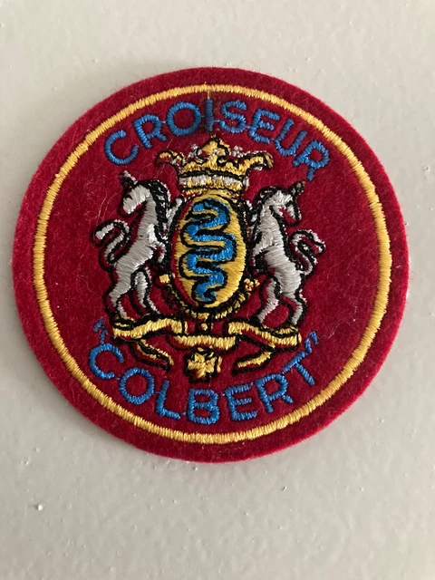 ANCIEN ECUSSON..PATCH..MILITAIRE.NAVIRE DE guerre..croiseur..colbert ...