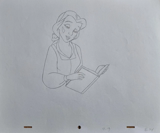 WALT DISNEY ANIMATION Art Cel Production Drawing Beauty & Beast Belle ...