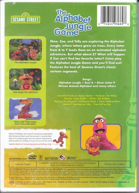 SESAME STREET-ALPHABET JUNGLE Game-1 Dvd Set-1998-English-Free Ship In ...
