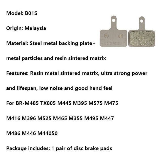 GENUINE SHIMANO B01S / B03S / B05S-RX Disc Brake Pads Resin BR-MT400 ...