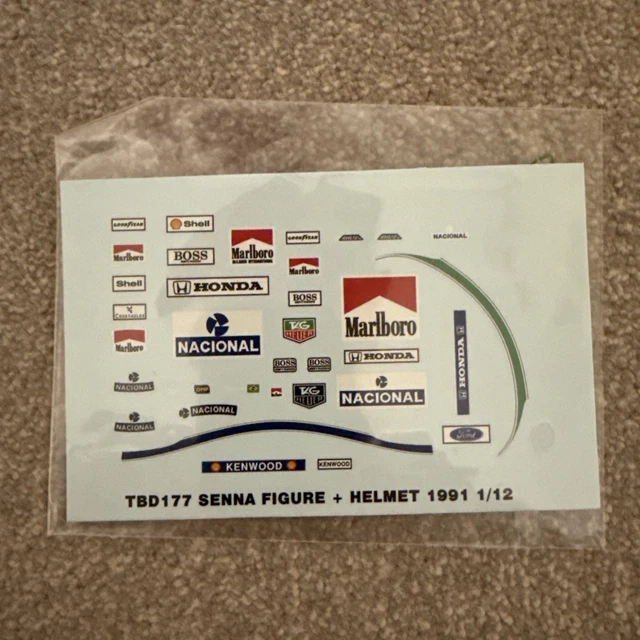 1/12 DECALS FOR Ayrton Senna Driver Figure Helmet McLaren MP4/6 F1 £7. ...