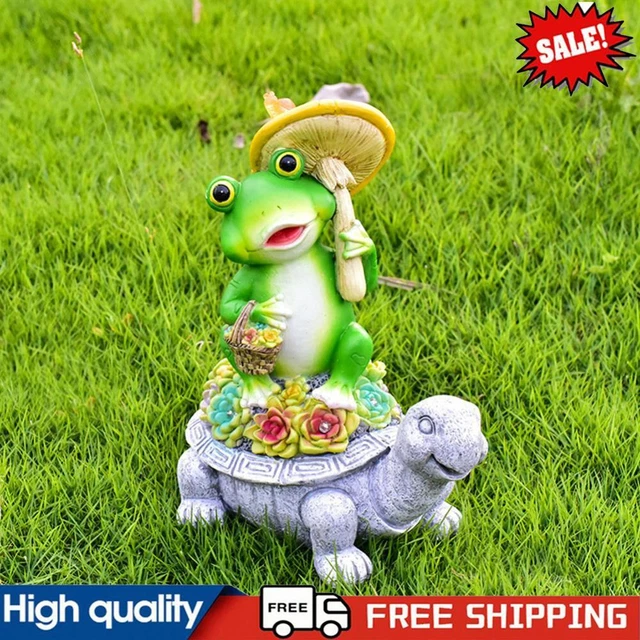 #A FROG GARDEN Statue/Turtle Statue with Solar Light Cute Frog/Turtle ...