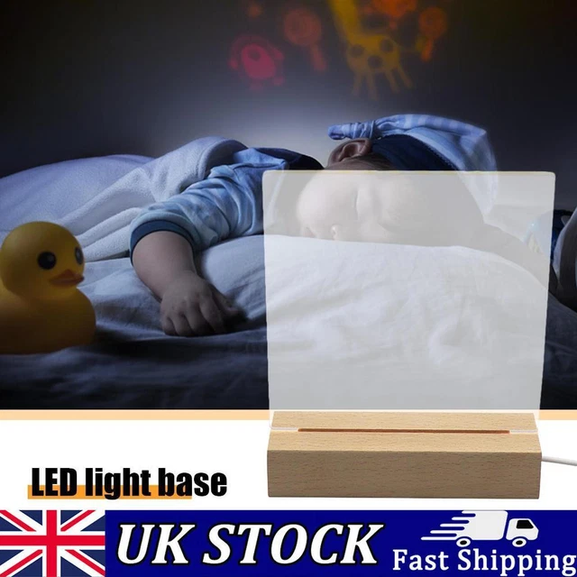 LED WOOD DISPLAY Base-3D Rectangle USB Crystal Wooden Lighted Base ...