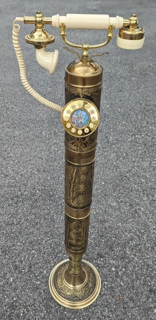 Vintage Brass Floor Standing Telephone Push Button Retro Décor As Is Untested £26418 Picclick Uk