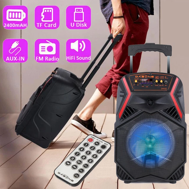 PORTABLE FM BLUETOOTH Trolley Speaker Subwoofer Heavy Bass Sound System ...