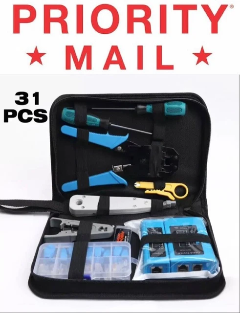 RJ45 CABLE CRIMPING Tool Kit Ethernet Crimp Cut Wire Strip Tool Set w ...