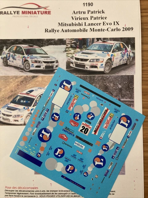 DECALS 1/43 MITSUBISHI Lancer Artru Rallye Monte Carlo 2009 Rally ...