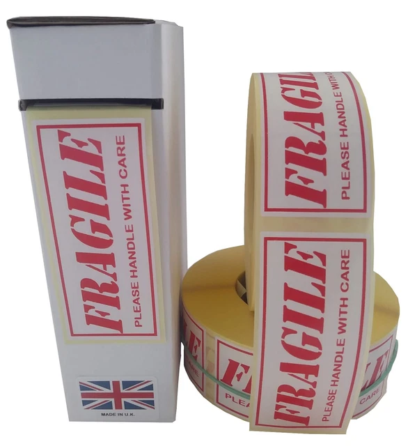 FRAGILE LABELS, FRAGILE Stickers, 1000 On A Roll 80mm x 34mm £11.60 ...