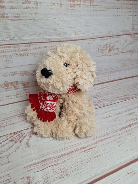 TESCO CURTIS THE CAVAPOO Beige Puppy Dog Red White Scarf Soft Plush Toy ...