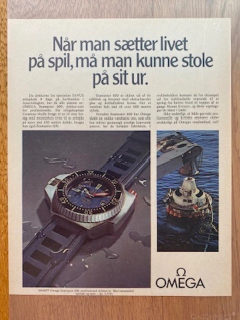 OMEGA SEAMASTER 600 Ploprof DK 1973 Vintage Watch Ad Werbung Reklame ...