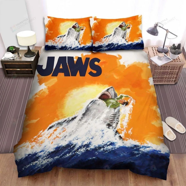 JAWS MOVIE POSTER Art 3 Quilt Duvet Cover Set Queen Bed Linen Bedding ...