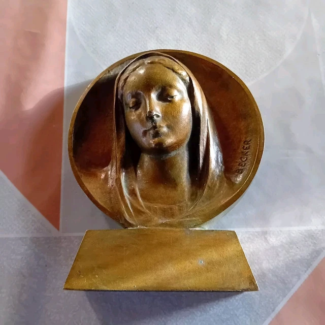 ANCIEN BRONZE RELIGIEUX Signé Becker Fonderie Susse Frères Paris Tbe ...