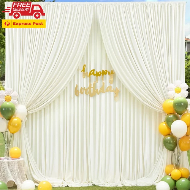 20FT X 10FT Ivory Backdrop Curtains Panels for Parties Wedding Wrinkle ...