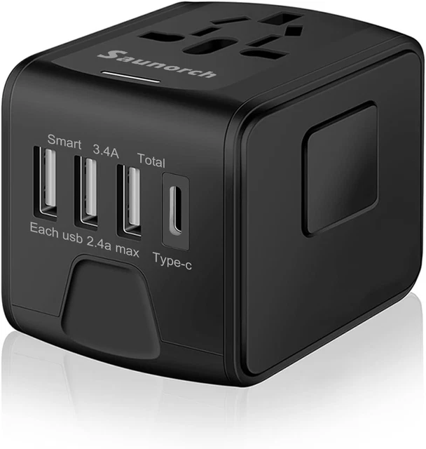 UNIVERSAL INTERNATIONAL TRAVEL Power Adapter W/High Speed 2.4A USB-A, 3 ...