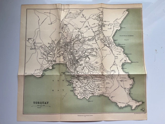 ANTIQUE STREET PLAN of Torquay, Devon vintage 1911 map £16.00 - PicClick UK