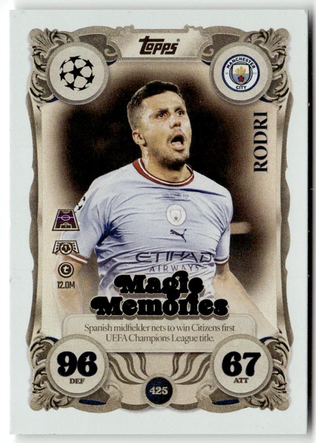 TOPPS MATCH ATTAX Champions League 2025-26 No. 425 Rodri Magic Memories £2.19 - PicClick UK