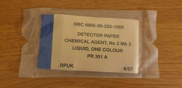 NBC CBRN KIT DETECTOR PAPER CHEMICAL AGENT No 2 Mk 2 Liquid One Colour ...