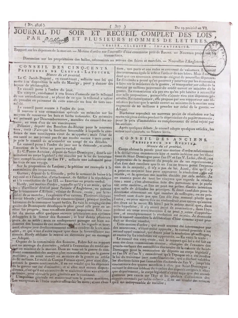 SAINT DOMINGUE 1798 Vergniaud Bataille Navale Le Havre Rare Journal du ...
