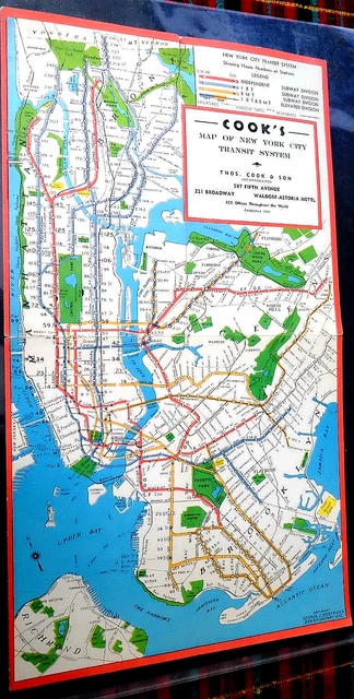 THOMAS COOK'S MAP Of New York City Transit System. Vintage, Rare £42.50 ...